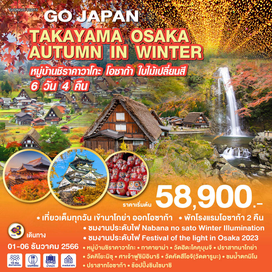 TAKAYAMA OSAKA AUTUMN IN WINTER 6D 4N BY TG