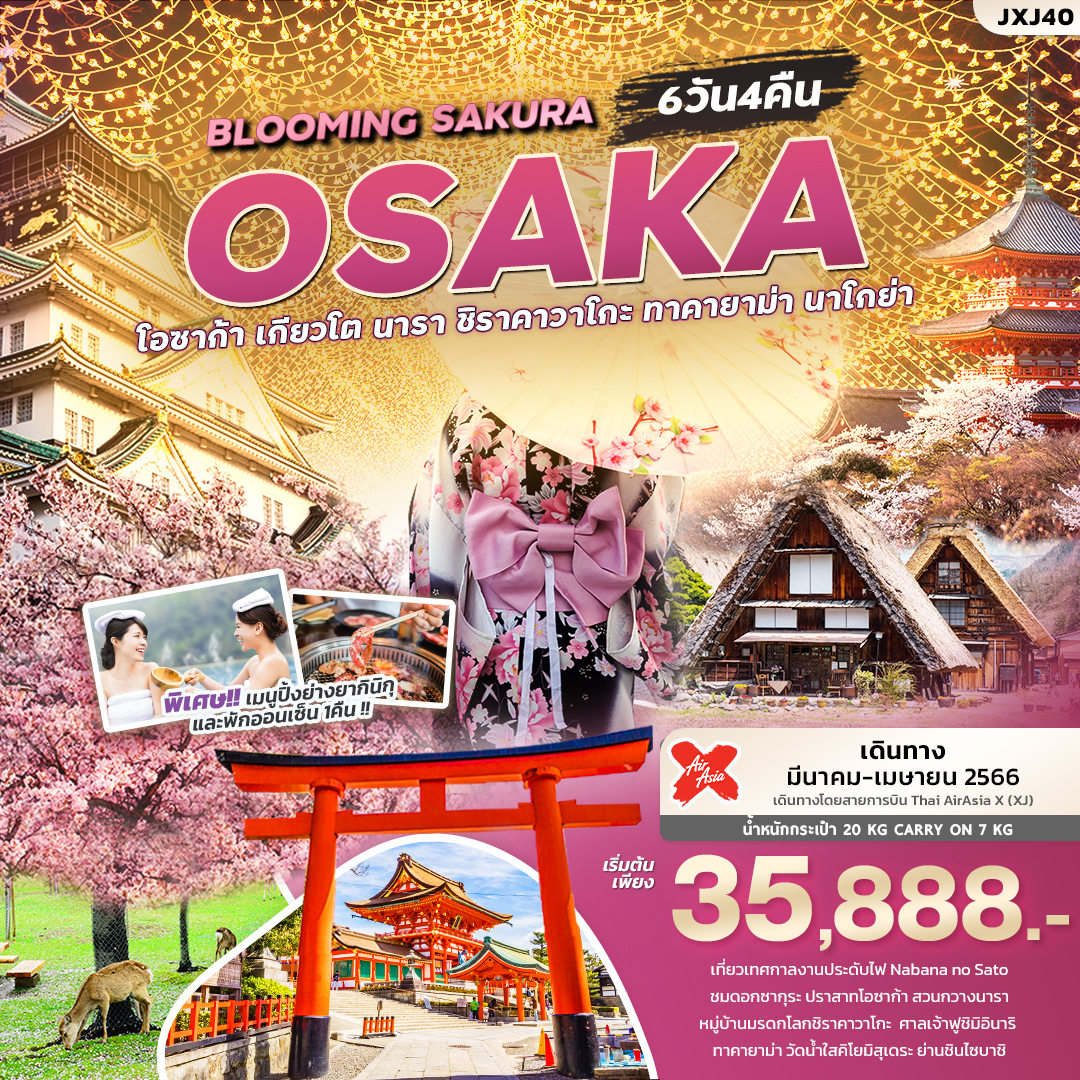 BLOOMING SAKURA OSAKA 6 วัน 4 คืน โดยสายการบิน Thai Air Asia X (XJ)